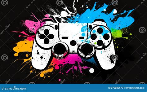 Video Game Controller With Paint Splatters On It Generative Ai Stock