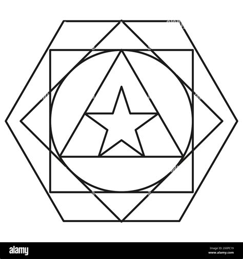 Geometric Star Design Abstract Outline Shapes Symmetrical Vector Art Black Linear Composition