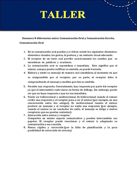 Diferencias Entre Comunicación Oral Y Escrita Pdf Comunicación