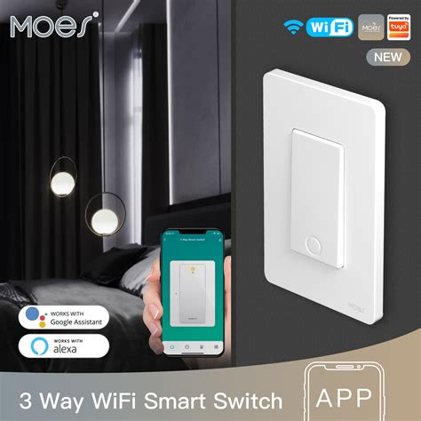 MOES Tuya Smart WiFi Push Button Light Switch Way Single Pole From