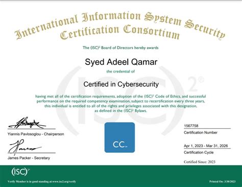 Syed Adeel Qamar On Linkedin Isc2 Ccsp Cybersecurity Cc