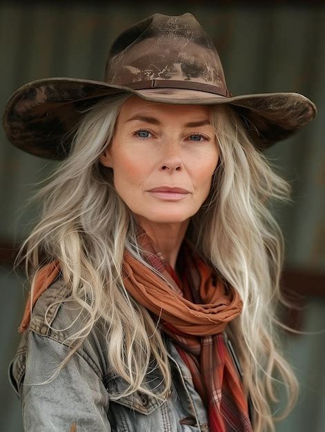 Premium Photo Portrait Of Blonde Cowgirl On The Farm
