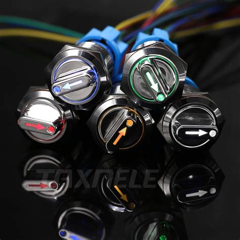 19mm Led Metal Rotary Push Button Brass Latching 2 3 Position Switch Press Button Rotary 2NO2NC