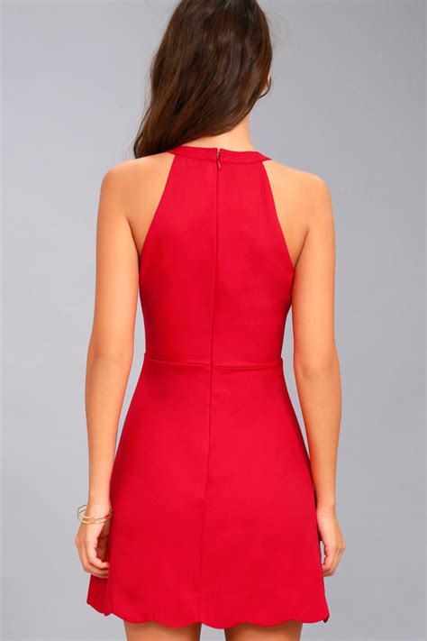 Cute Red Dress Skater Dress Halter Dress