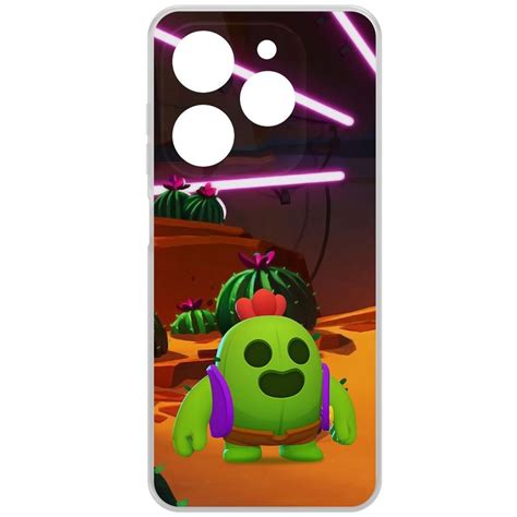 Чехол накладка Krutoff Clear Case Brawl Stars Спайк для TECNO Spark Go
