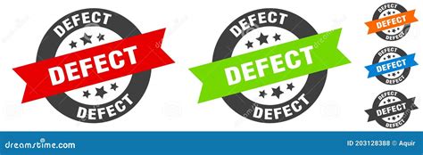 Defect Stamp Defect Round Ribbon Sticker Tag Stock Vector