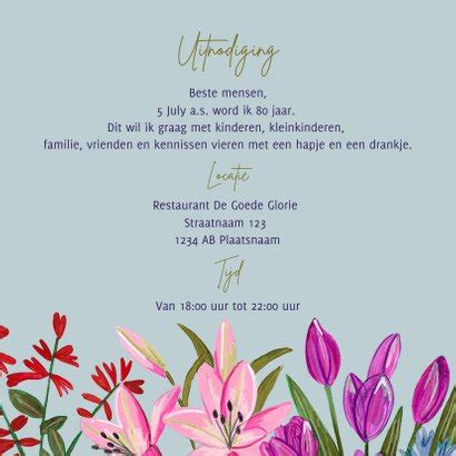 Uitnodiging Met Fleurige Bloemen Kaartje2go