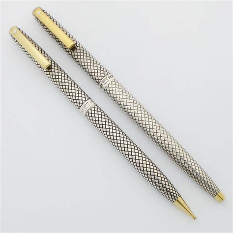 Sheaffer Silver Imperial Ballpoint And Pencil Set Sterling Diamond