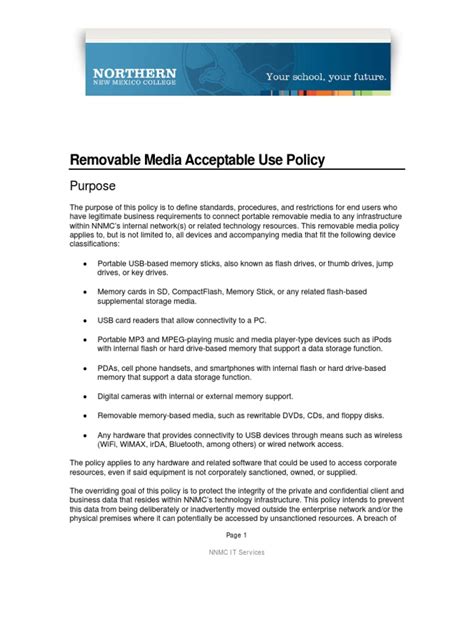 Removable Media Acceptable Use Policy Pdf Information Security