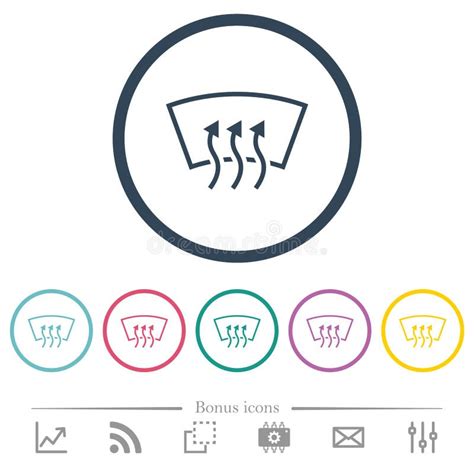 Windshield Defrost Flat Color Icons In Round Outlines Stock Vector Illustration Of Automobile
