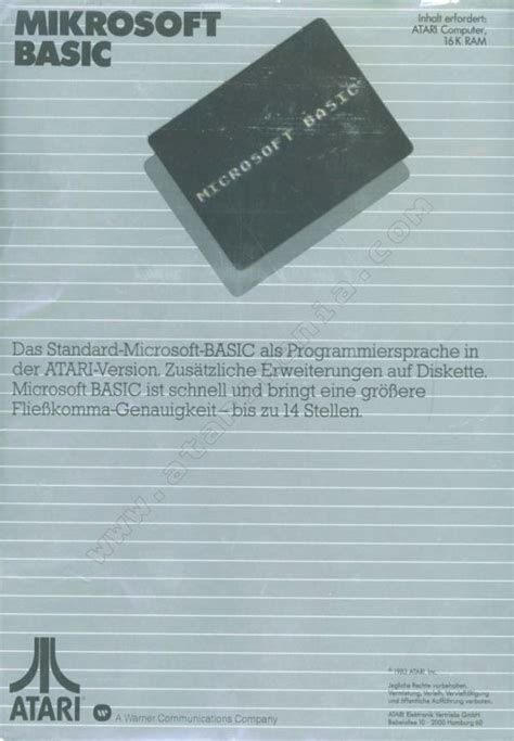 Atari 400 800 Xl Xe Microsoft Basic Ii Scans Dump Download