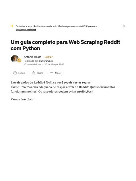 Um Guia Completo Para Web Scraping Reddit Com Python Pdf