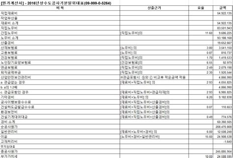 2016 상수도공사 일위대가 및 기본품셈단가표 기술랩