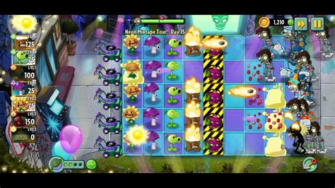я пролдажаю играть Plants Vs Zombies 2 с разными растениями в Неоновым