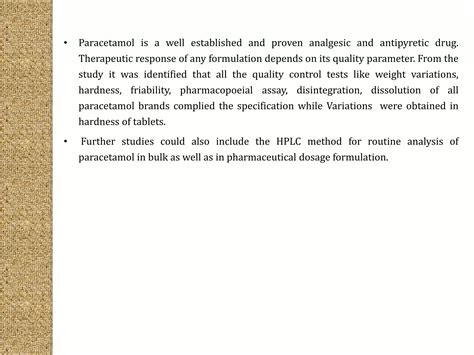 Comparative Evaluation Of Different Paracetamol Brands Pptx