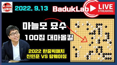 대마 전부 살리려다 신민준 마늘모 묘수에 탕웨이싱 전멸~ 913 Live 15분 요약 2022 한중빅매치 신민준 Vs