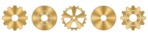 Gear Wheels Set Gold Metal Cog Wheels Collection Industrial Icons Gear Setting Vector Icon
