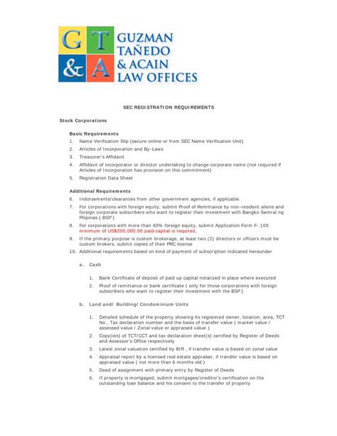 Pdf Sec Registration Requirements Philippine Stockpdf · Sec