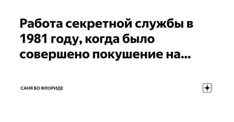 Работа секретной службы в 1981 году когда было совершено покушение на