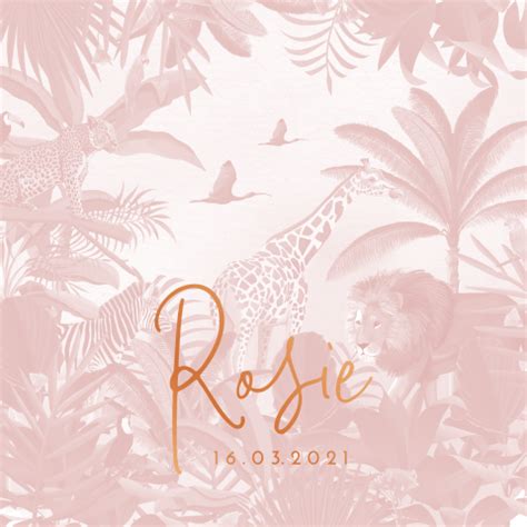Jungle Geboortekaartje Met Vintage Print Voor Meisje