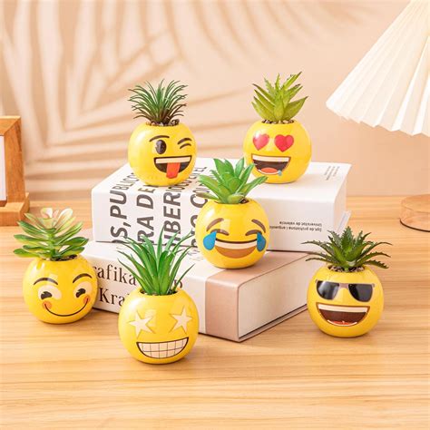 Heyo Yepy 6 Piezas De Lindas Plantas Artificiales De Emoji Para Mujeres