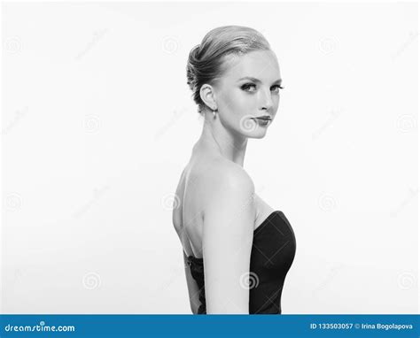 Beautiful Monochrome Woman Beauty Portrait In Classic Style Isolated On