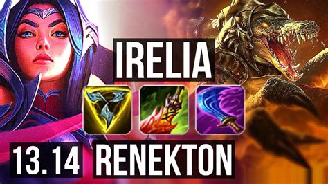Irelia Vs Renekton Top 1414 7 Solo Kills Legendary Kr Diamond