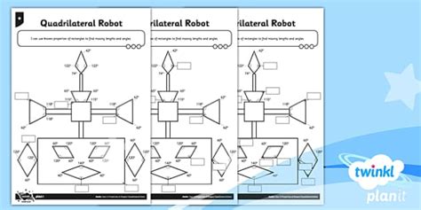 Properties Of Quadrilateral Shapes Robot Worksheet Year 5