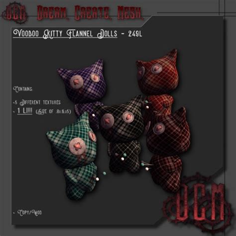 Second Life Marketplace Dcm Voodoo Kitty Flannel Dolls