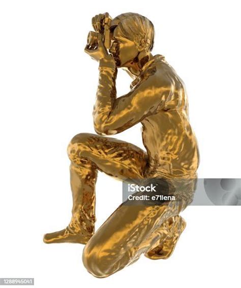 흰색 배경 3d 일러스트에 고립 된 금의 사진 작가 동상 조각에 대한 스톡 사진 및 기타 이미지 조각 3차원 형태 사진 촬영 이벤트 Istock