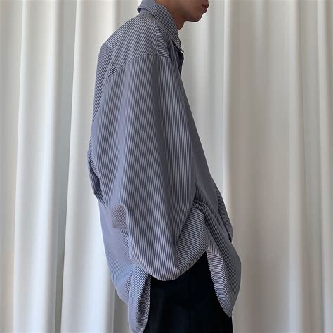 남자 오버핏 스트라이프 벌룬 셔츠 2color