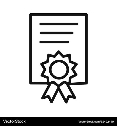 Course Completion Certificate Icon Linear Vector Image