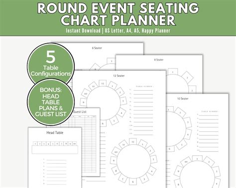 Printable Wedding Table Chart Template Round Table Seating Planner Event Seating Arrangement