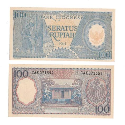 Promo Uang Kuno Indonesia 100 Rupiah 1964 Biru Seri Pekerja Tangan