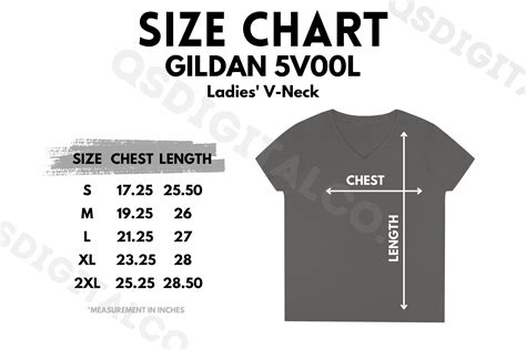 Gildan 5v00l Size Chart Ladies V Neck Shirt Size Guide Gildan 5v00l