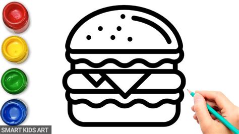 How To Draw Burger Burger Drawing Draw Smart Youtube