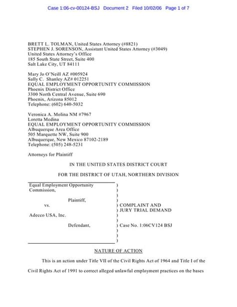 Eeoc Vs Adecco Complaint Pdf