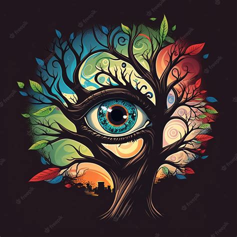 Premium Photo A Drawing Of A Tree With An Eye And The Tree Of Life