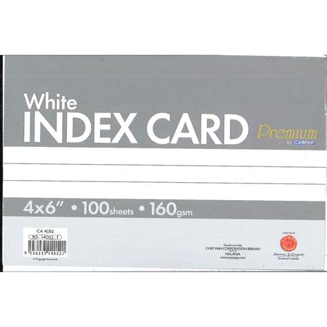 Campap Index Card สีขาว ขนาด 4x6 นิ้ว 160 แกรม 100s Ca4052 Shopee Thailand