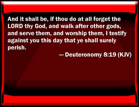 Deuteronomy 819 And It Shall Be If You Do At All Forget The Lord Your