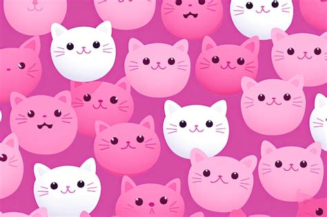 Premium Ai Image A Cute Pink Meme Cat Cartoon Pattern Generative Ai