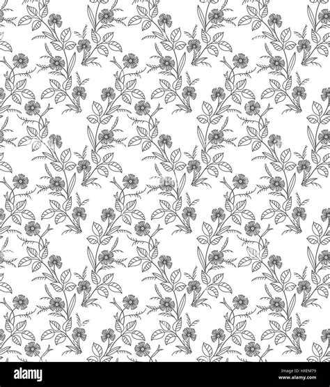 Vector Seamless Pattern Repeating Floral Texture With Flowers Leaves Pattern Can Be Used As
