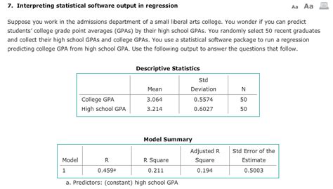 Solved 7 Interpreting Statistical Software Output In