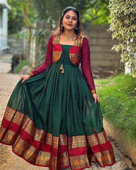 Narayanpet Checks Coat Model Long Frock Narayanpet Checksfrock