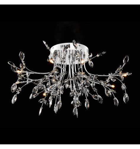 Crystal Ceiling Light Chrome Leaves Kosilight