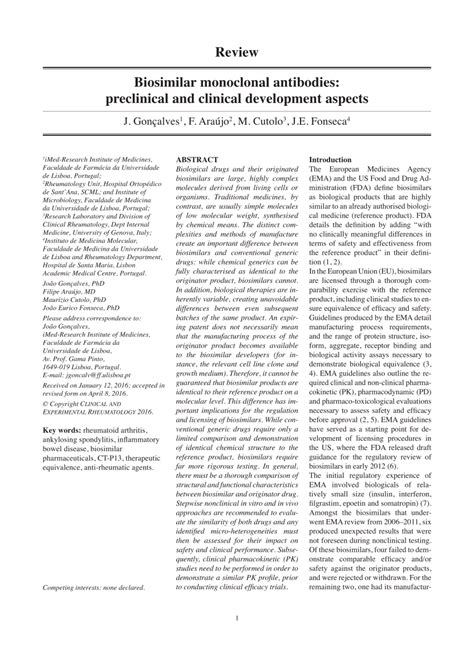 Pdf Biosimilar Monoclonal Antibodies Preclinical And Clinical
