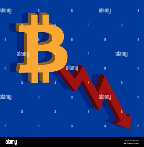 Bitcoin And Chart Bearish Icon Decrease Background Money Raster Stock