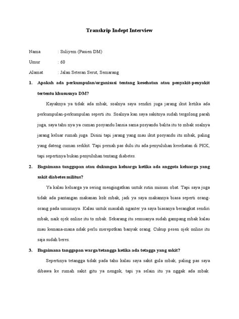 Transkrip Indept Interview Ibu Suliyem Pdf