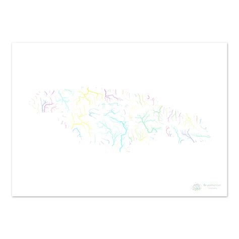 Jamaica River Basin Map Pastel On White Fine Art Print