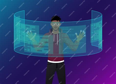 Premium Vector Programmer And Web Developer Using Futuristic